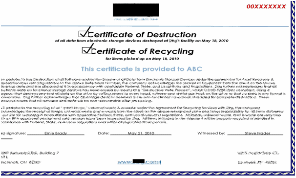 Sample-Certificate-of-Destruction-and-Recycling - CertBlaster